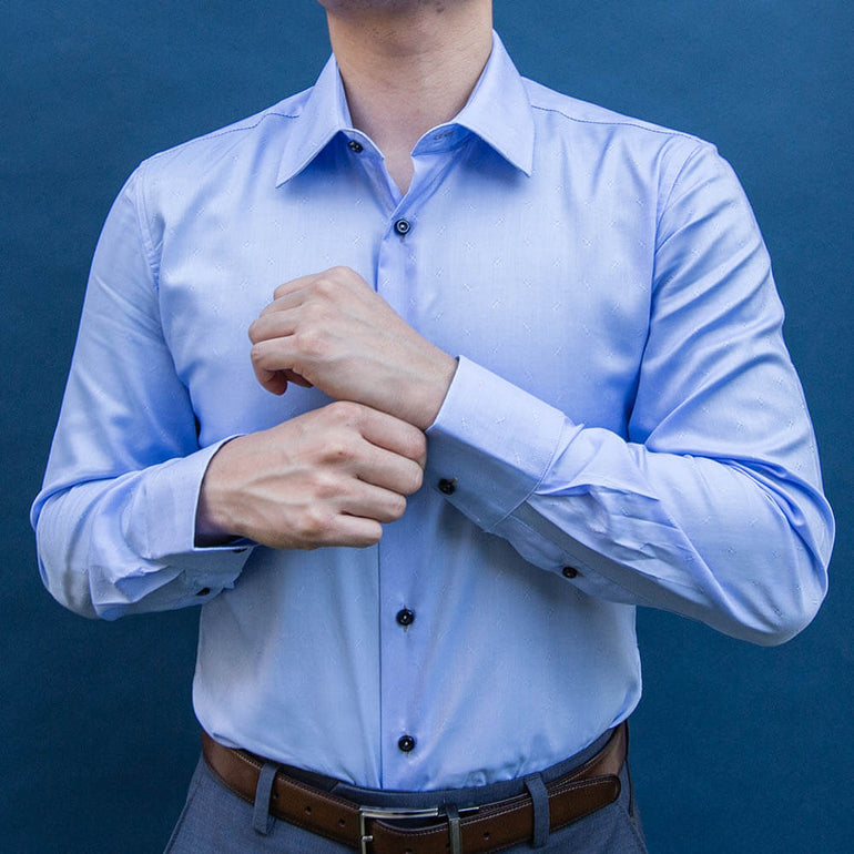 Light Blue Floral Dress Shirt | The Lotus Slim Fit - Nimble Made